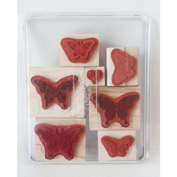 Office | 7 Vintage Rubber Stamps Butterfly Stampin Up Butterflies ...